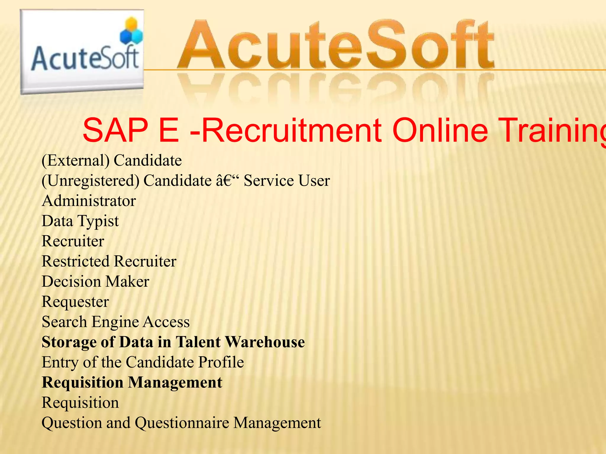 Sap e recruitment online training | PPT