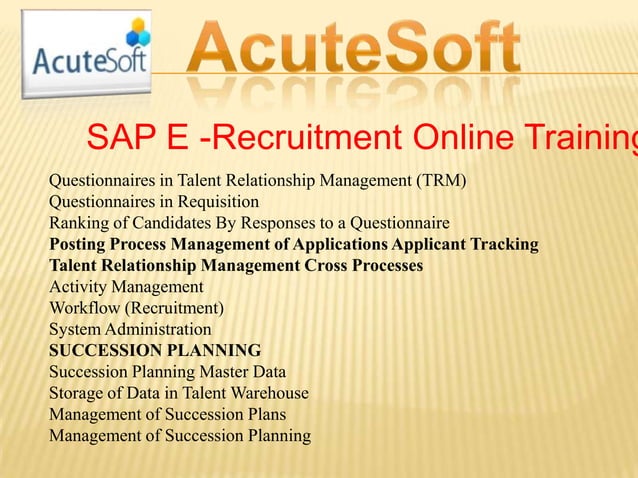 Sap e recruitment online training | PPT