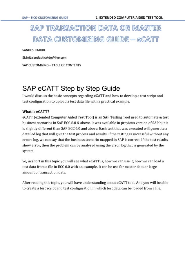 Sap ecatt - mass data uploading | PDF