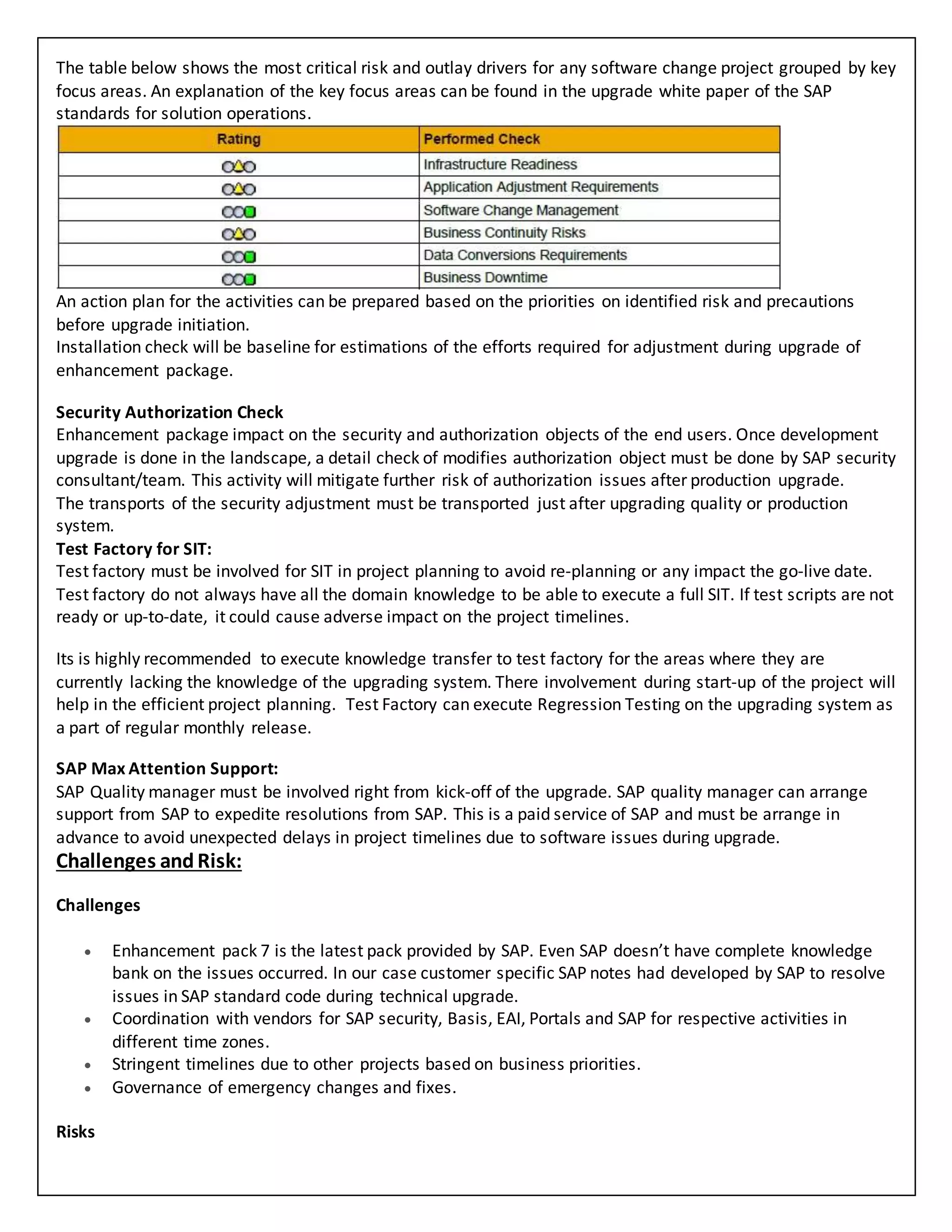 Sap ehp6 to ehp7 upgradation projects | DOC
