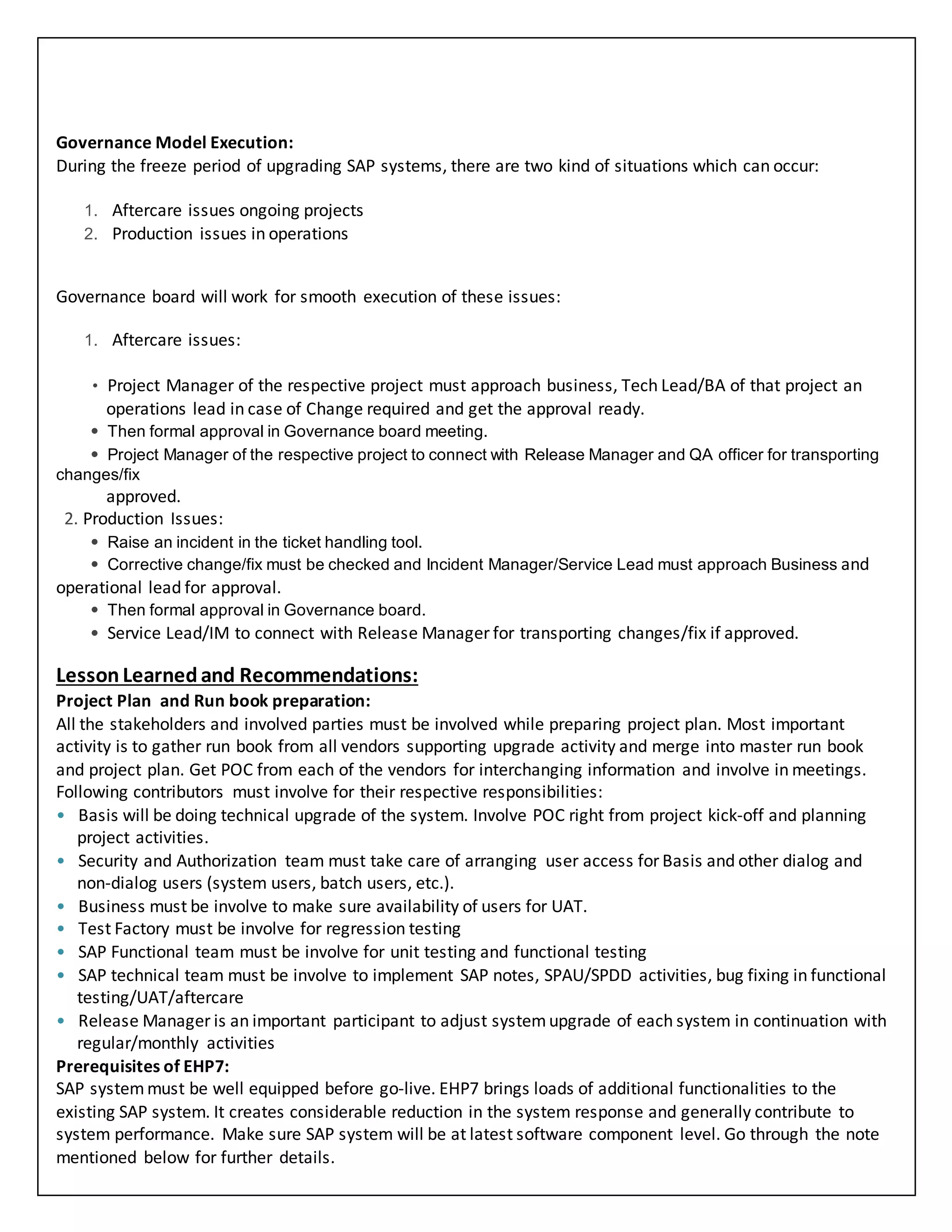 Sap ehp6 to ehp7 upgradation projects | DOC