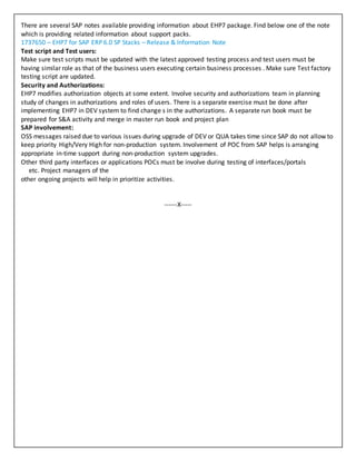 Sap ehp6 to ehp7 upgradation projects | DOC