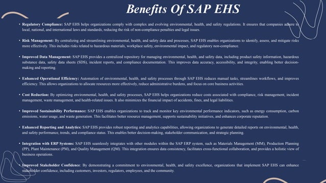 Prioritize Safety and Compliance with SAP EHS Online Training | PPTX | Environmental Services ...