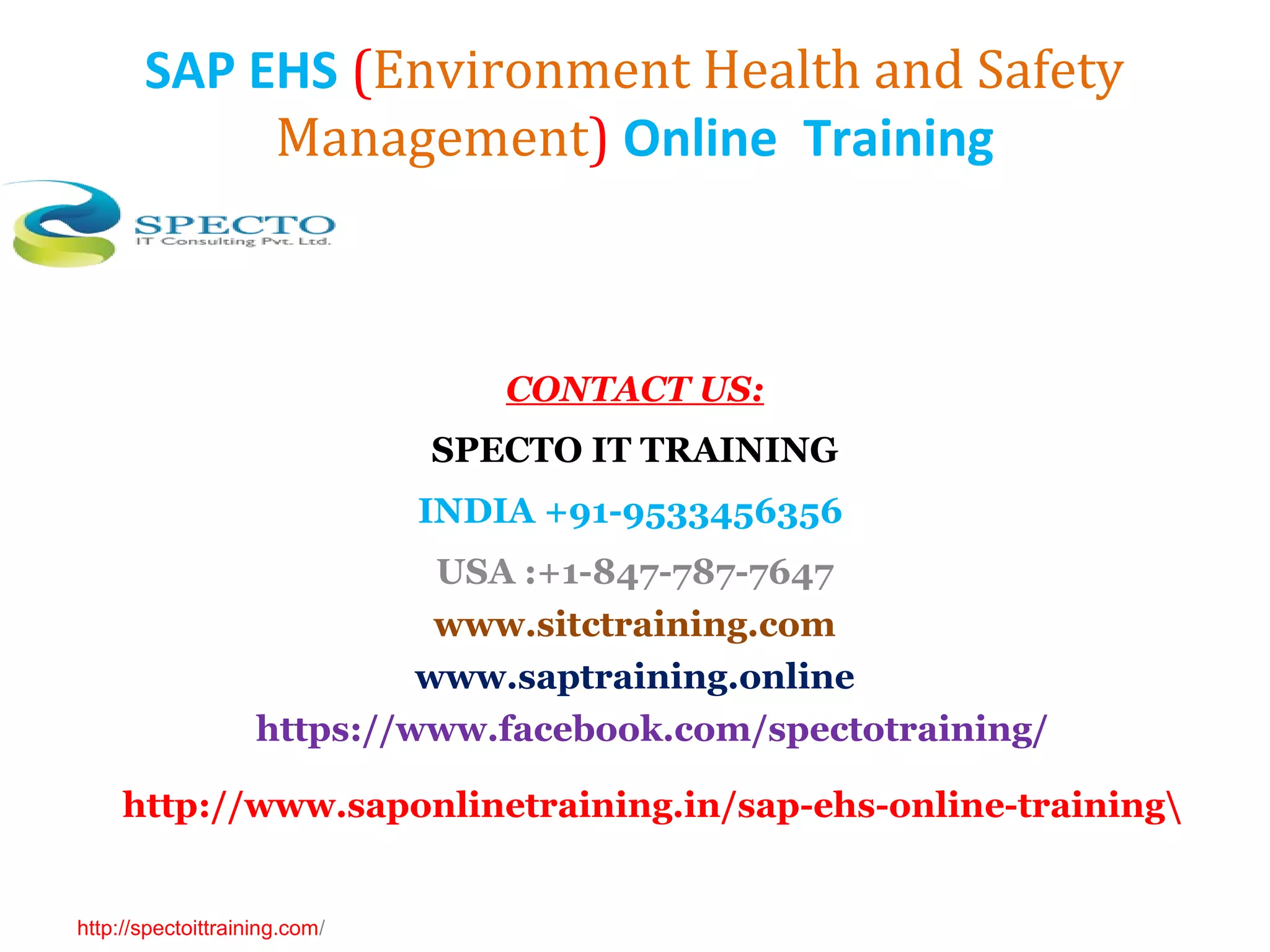 Sap ehs online training | PPT