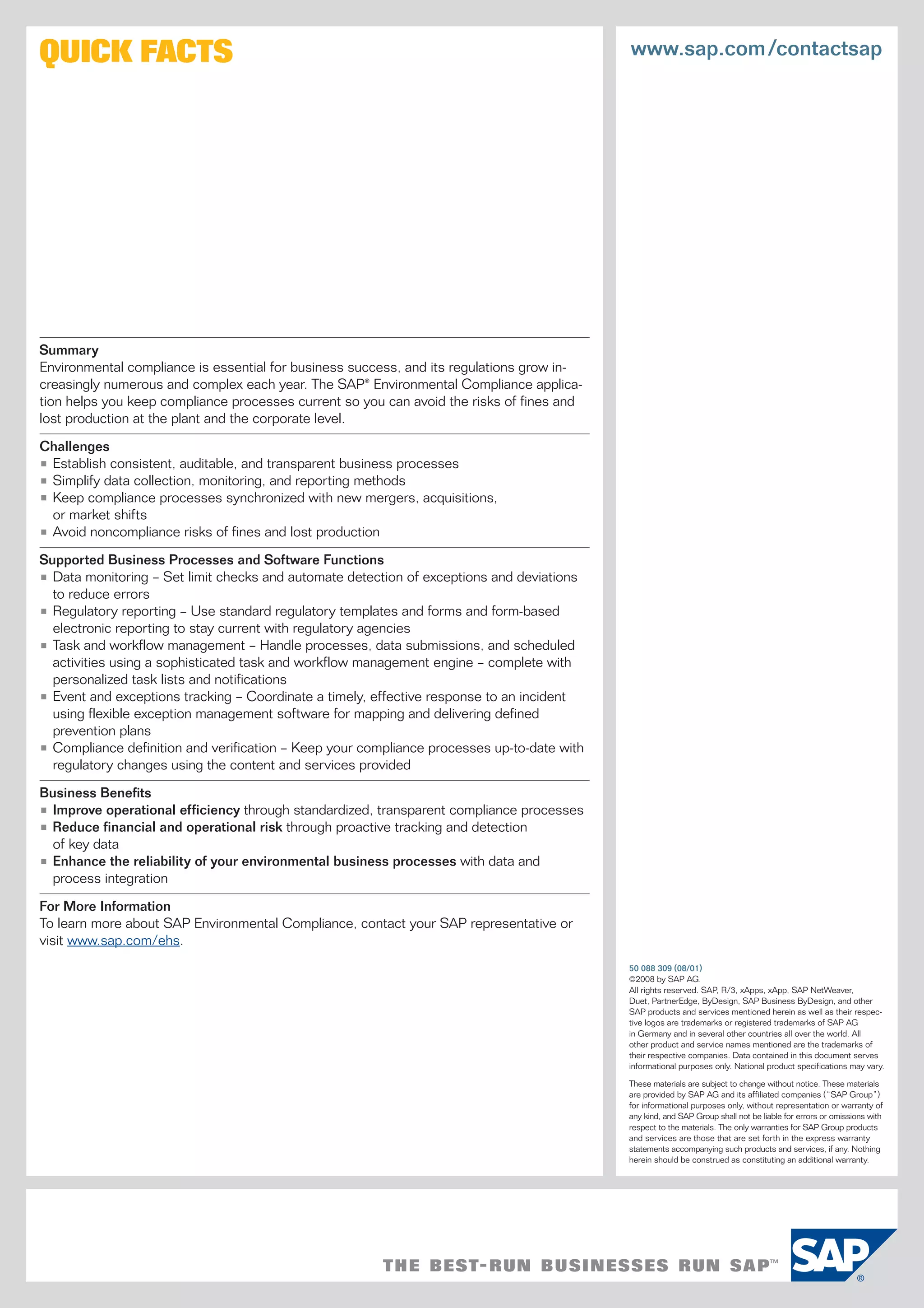 Sap environmental compliance | PDF