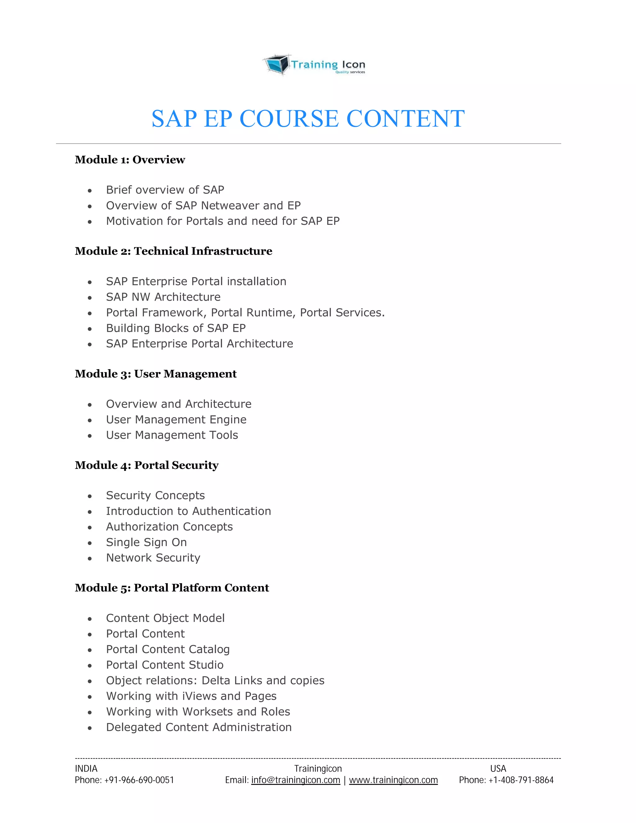 SAP EP ONLINE TRAINING | PDF