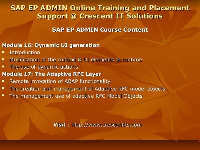 SAP EP ADMIN Online Training and Placement Support @ Crescent IT Solu…