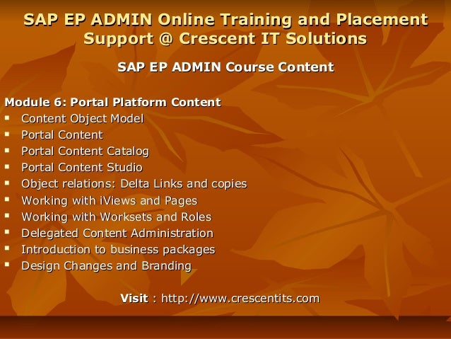 SAP EP ADMIN Online Training and Placement Support @ Crescent IT Solu…