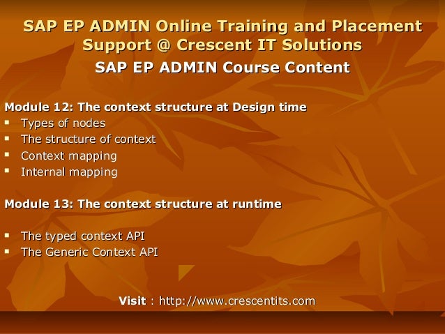 SAP EP ADMIN Online Training and Placement Support @ Crescent IT Solu…
