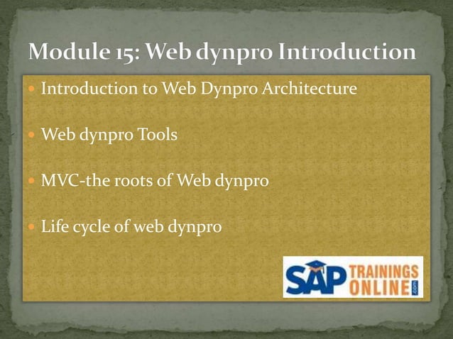 SAP EP JAVA WEBDYNPRO Training Course ,SAP Training Online | PPT