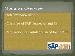 SAP EP JAVA WEBDYNPRO Training Course ,SAP Training Online | PPT