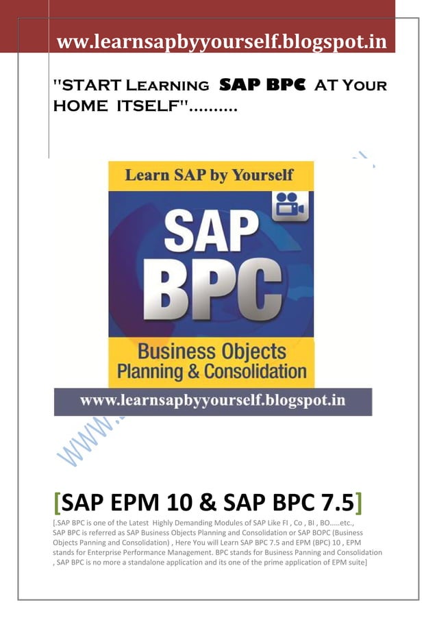 SAP EPM 10 Online Training | PDF
