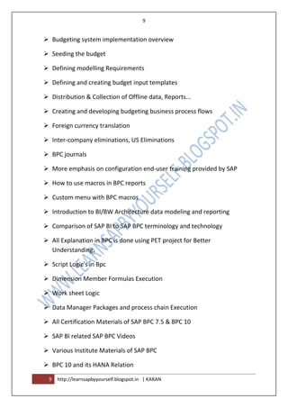 SAP EPM 10 Online Training | PDF