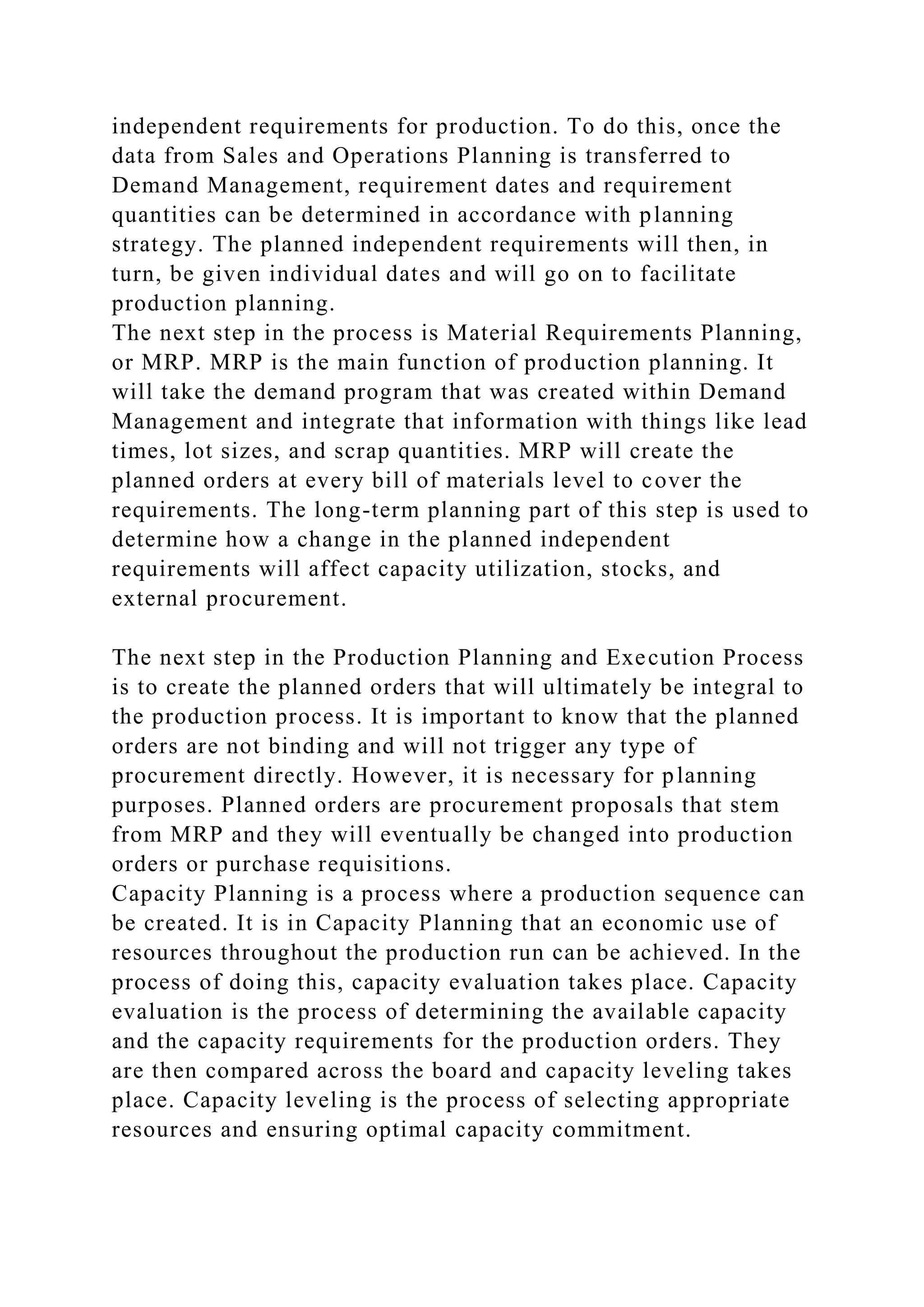 SAP ERP1. Describe the Production Planning and Execution process.docx