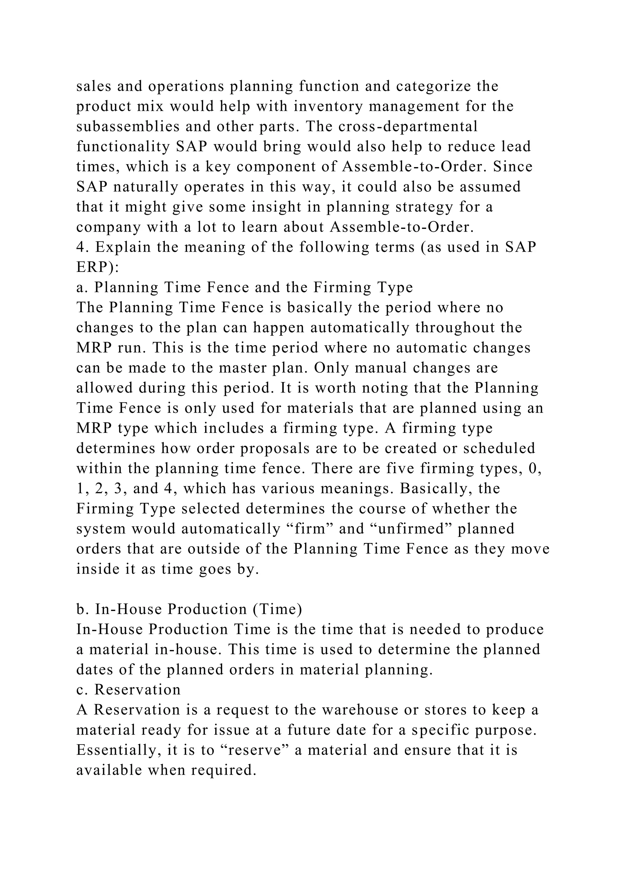 SAP ERP1. Describe the Production Planning and Execution process.docx