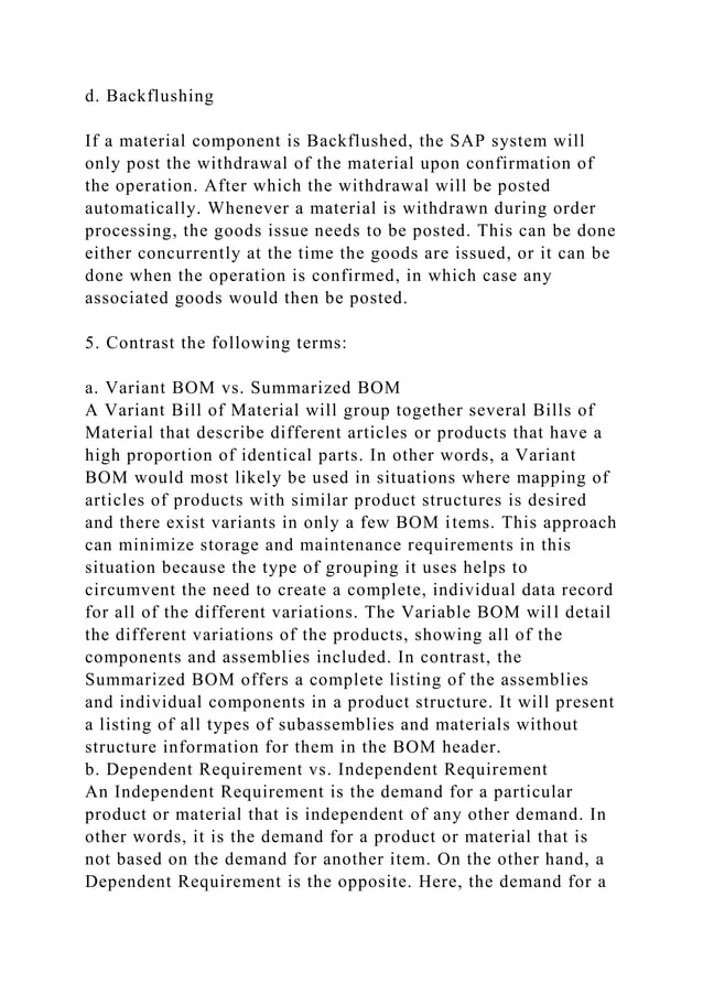 SAP ERP1. Describe the Production Planning and Execution process.docx