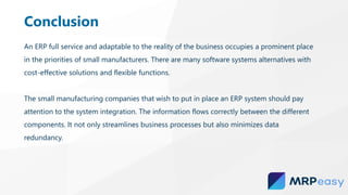 Sap erp and oracle erp alternatives for small manufacturers | PPT