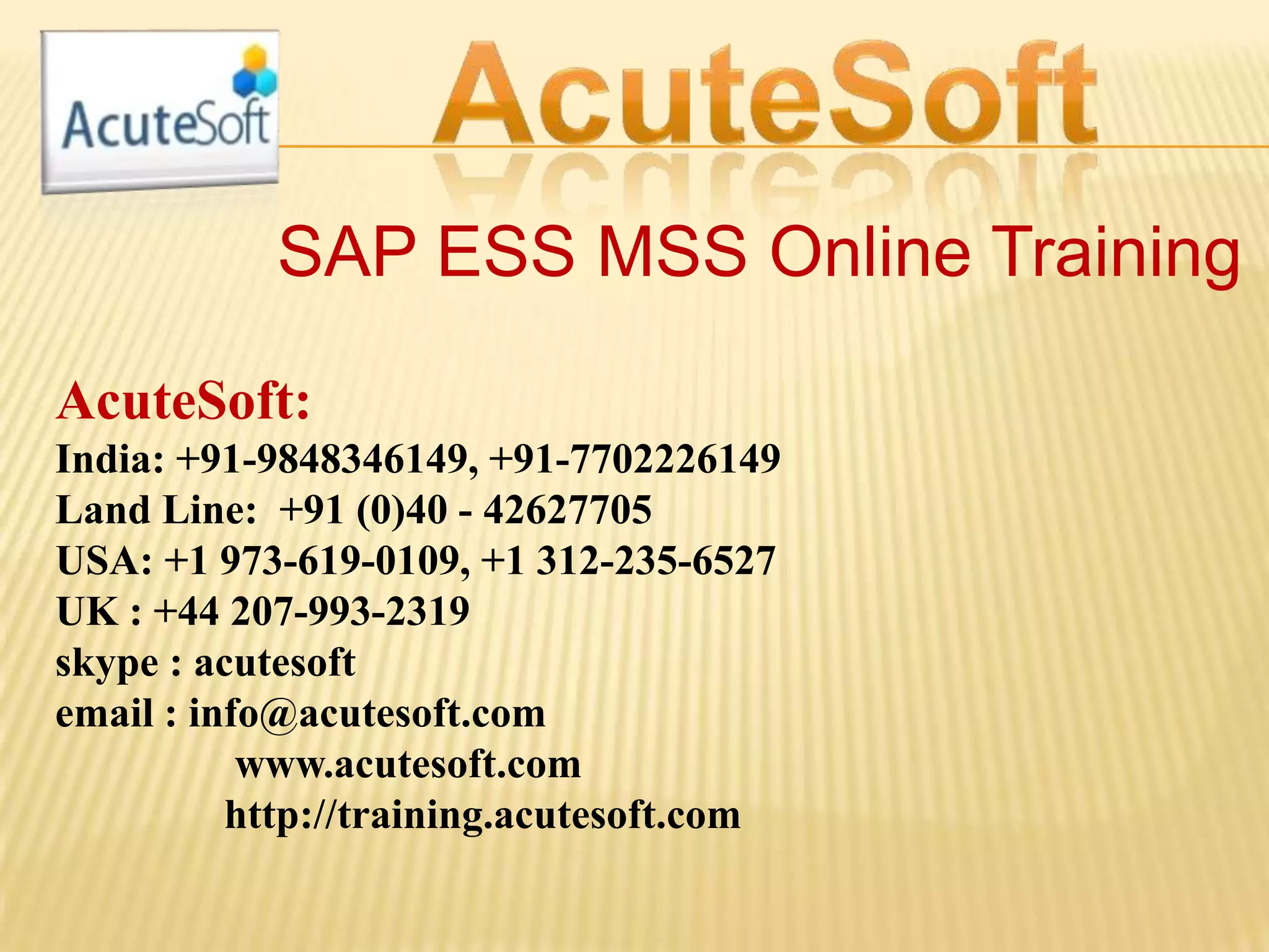 Sap ess mss online training | PPT