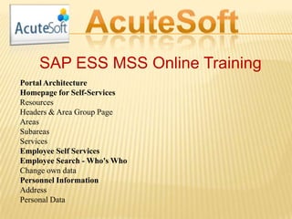 Sap ess mss online training | PPSX | Business | Business and Finance