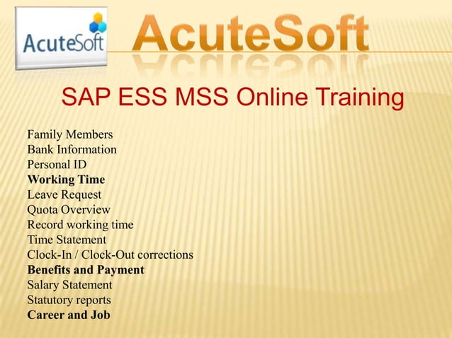 Sap ess mss online training | PPSX