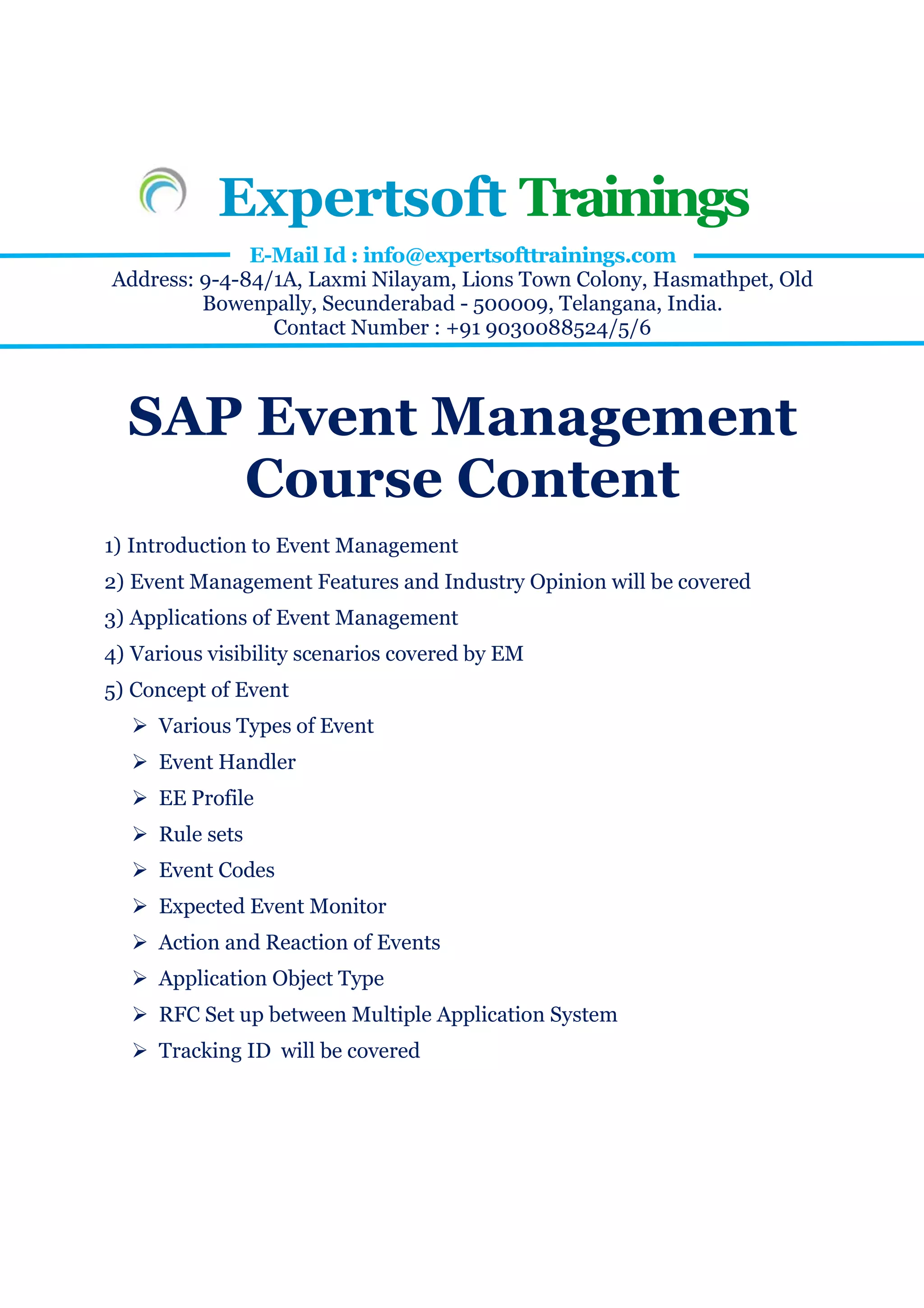 Sap event management course content | PDF