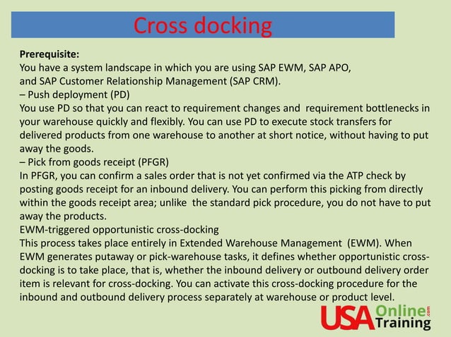 SAP EWM Cross Docking | PPTX | Logistics | Business