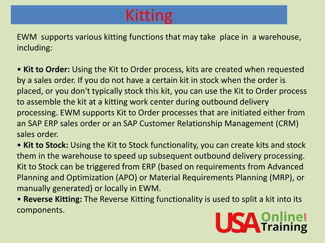 SAP EWM Kitting | PPTX | Manufacturing Industry | Industries