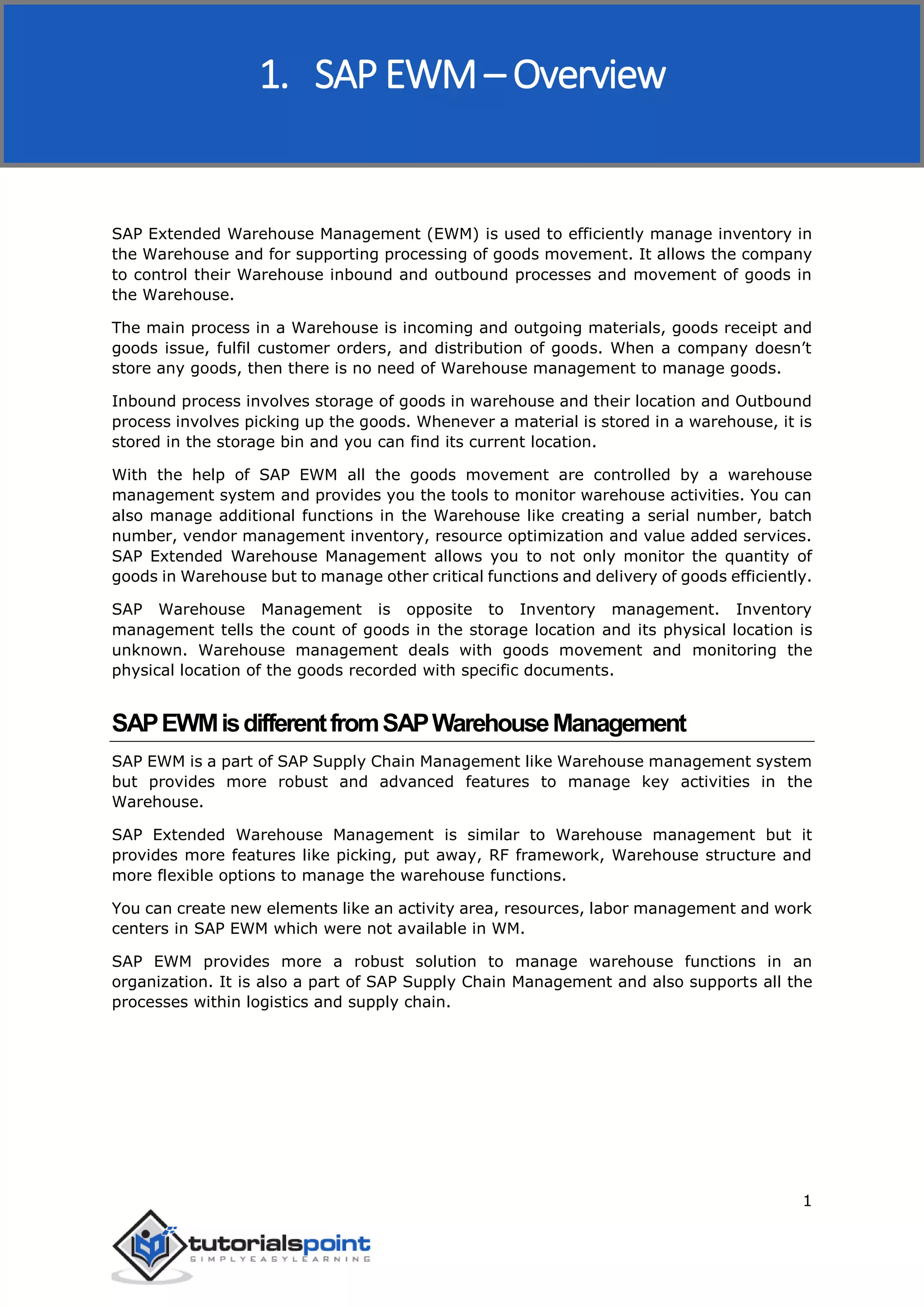 Sap ewm tutorial | PDF