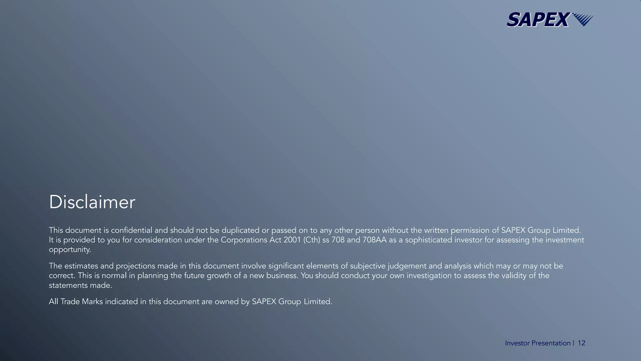 Sapex pitchbook september 2018 | PPT