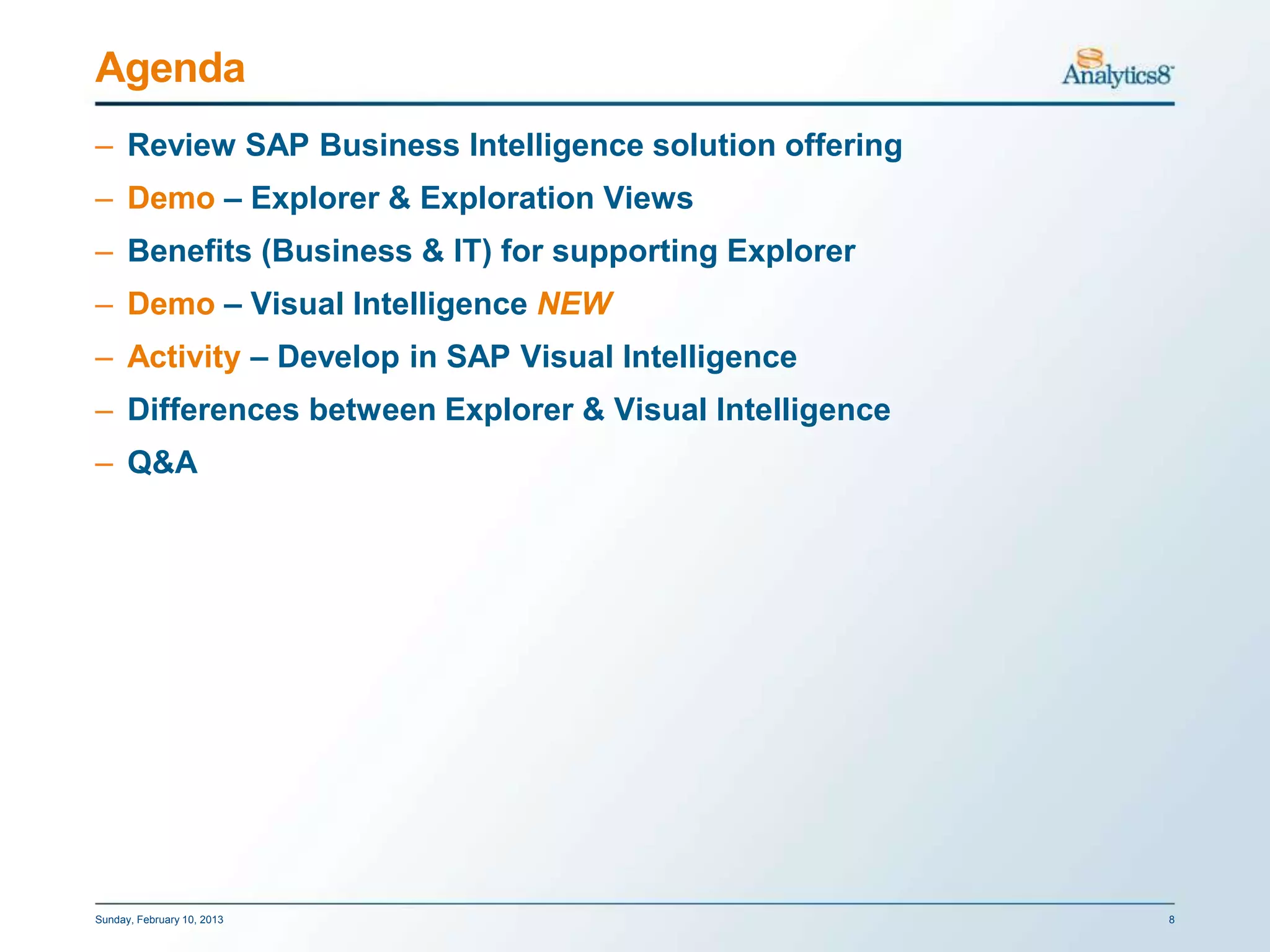 SAP Explorer Visual Intelligence | PPT