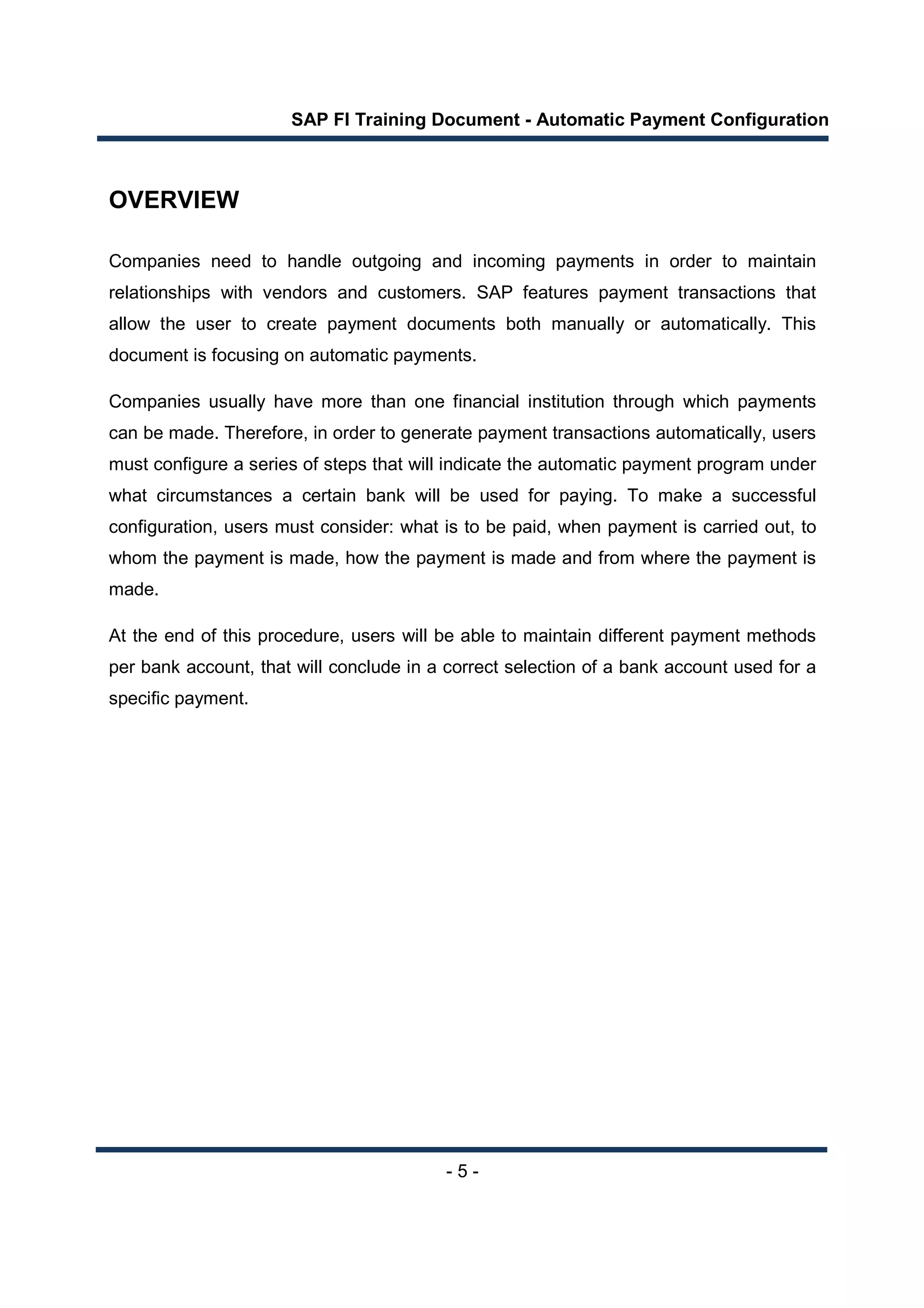 Sap fi automatic payment configuration | PDF