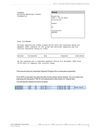 Sap fi automatic payment program (configuration and run) | PDF