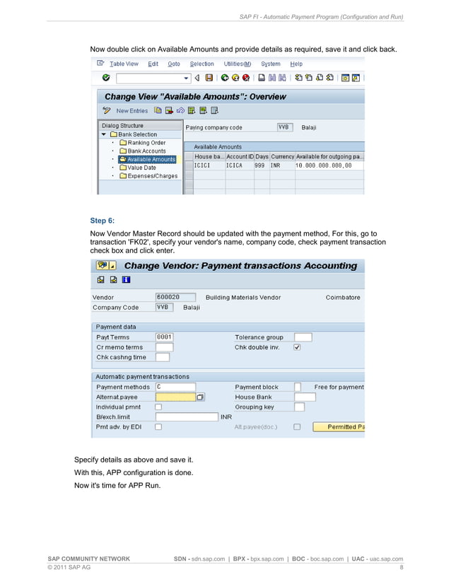 Sap fi automatic payment program (configuration and run) | PDF