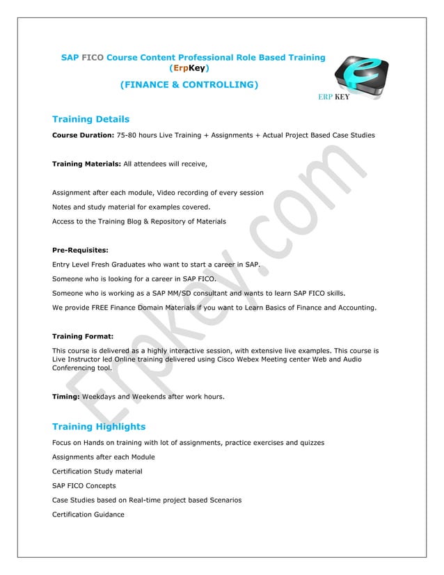 Sap Fico Training Pdf