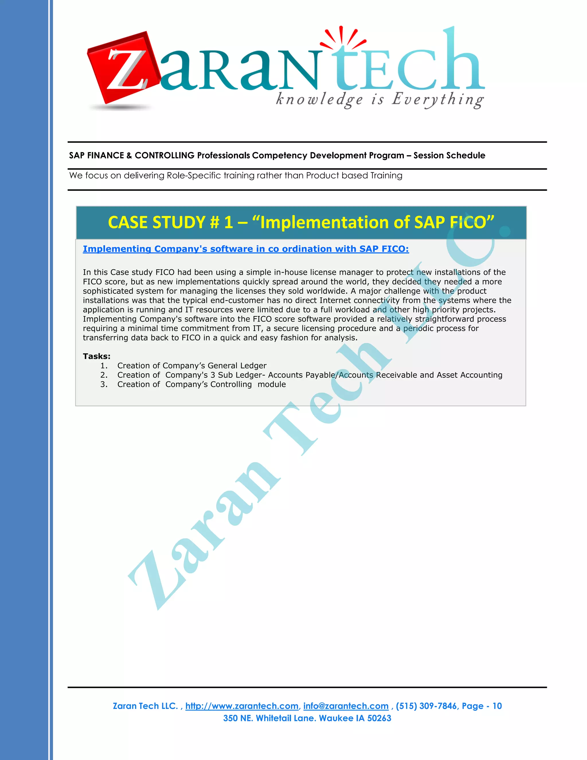 SAP FICO Competency Development program from Zaran Tech | PDF