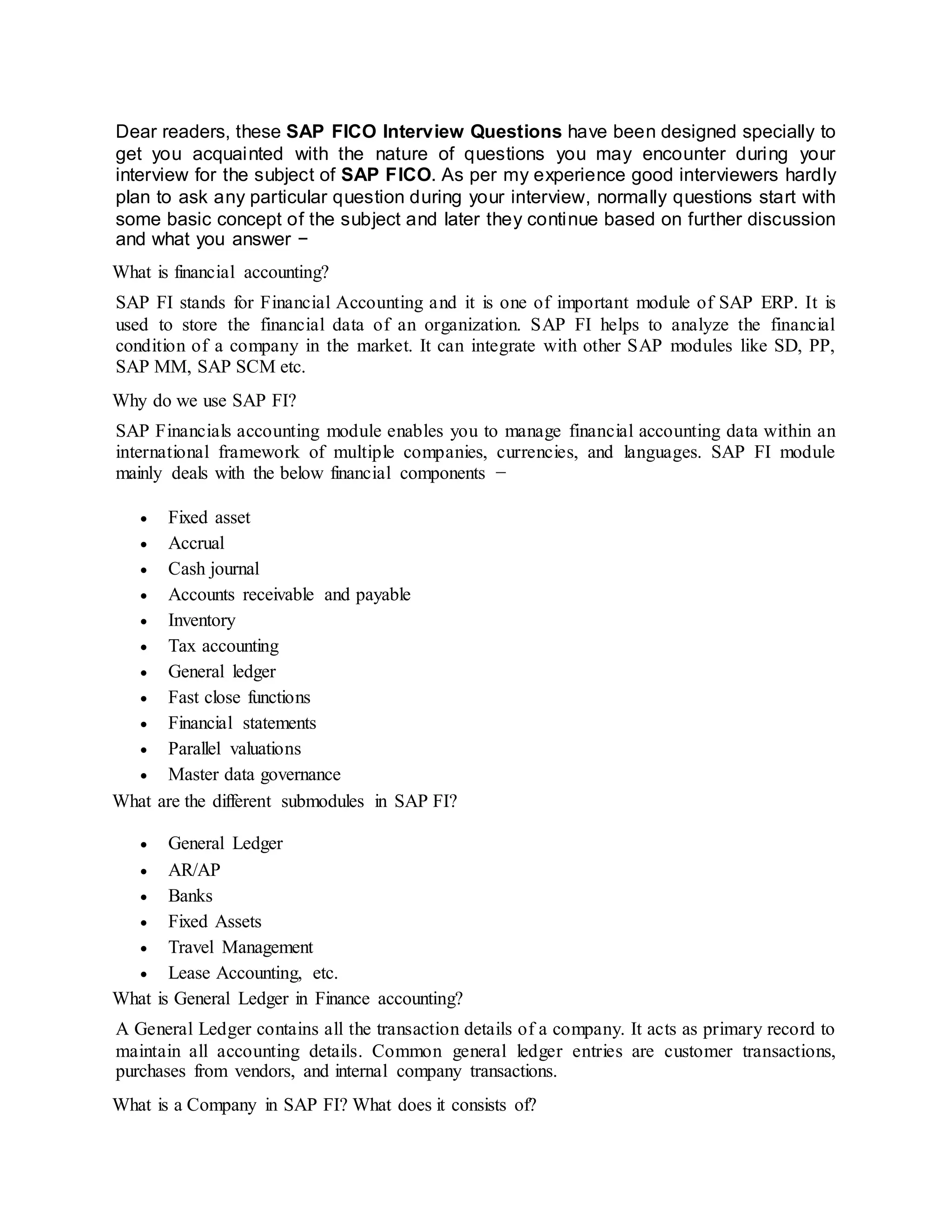 Sap fico interview questions | PDF