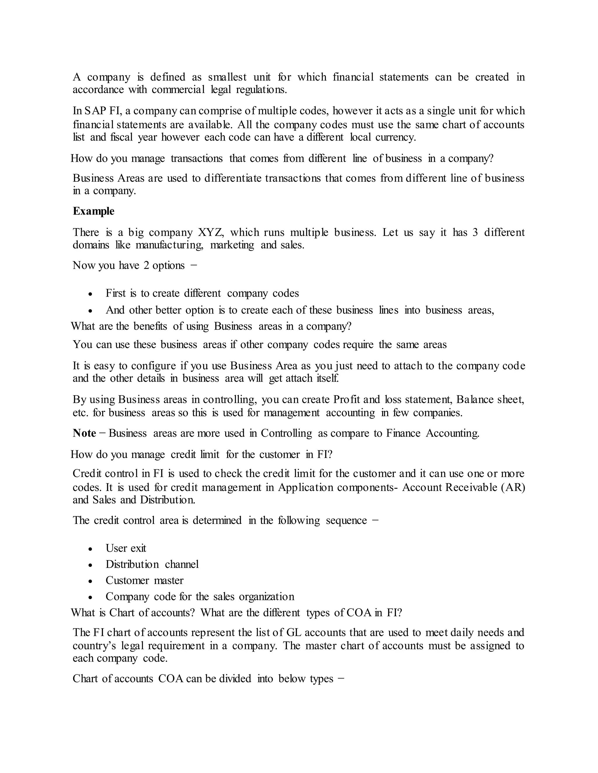 Sap fico interview questions | PDF