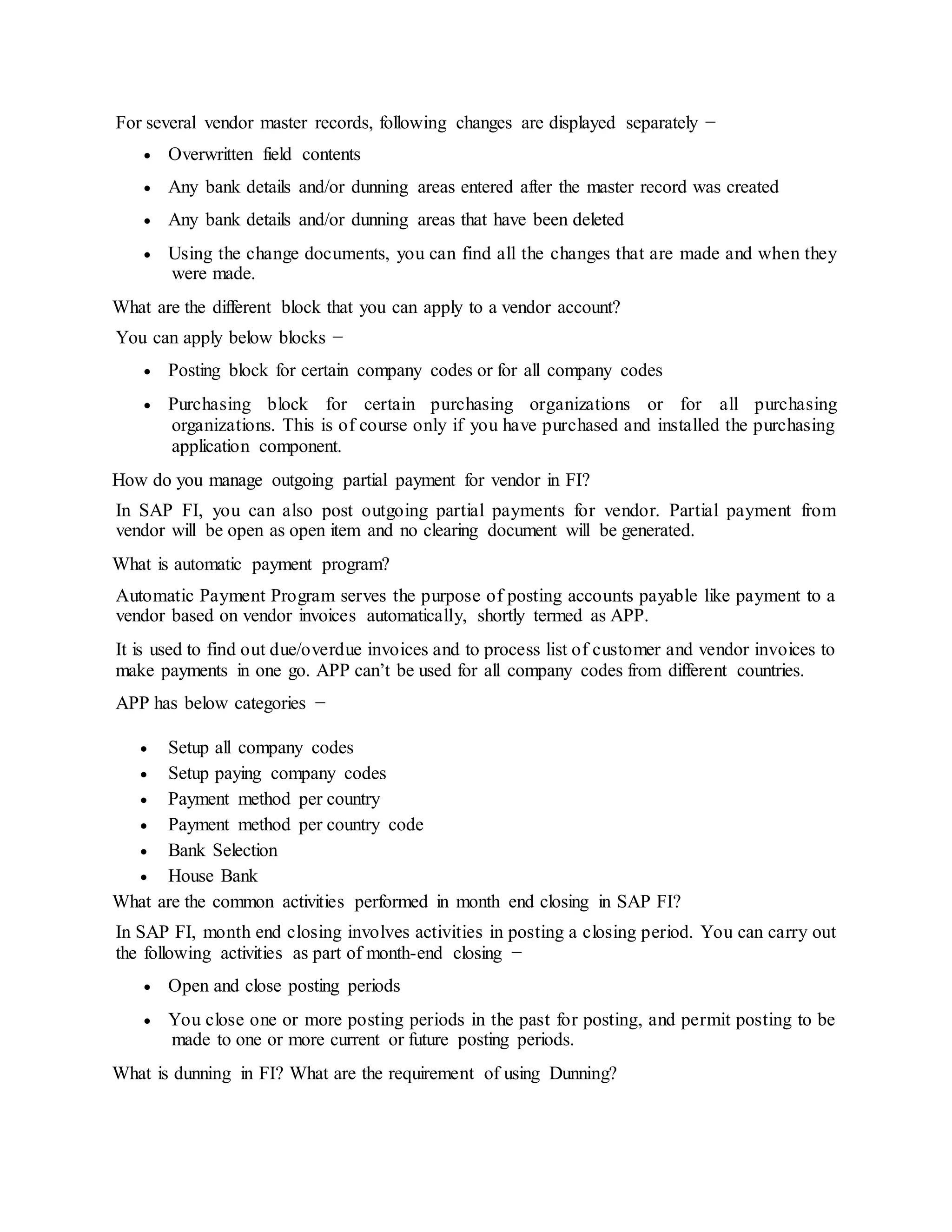 Sap fico interview questions | DOCX