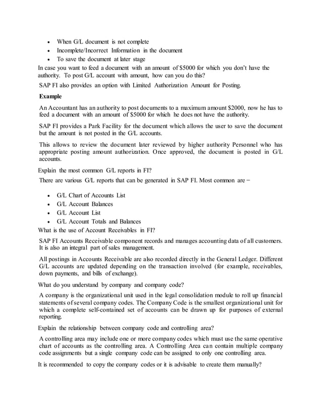 Sap fico interview questions | PDF