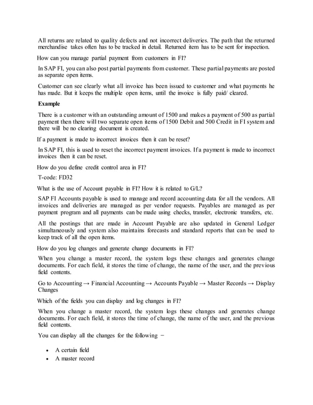 Sap fico interview questions | PDF