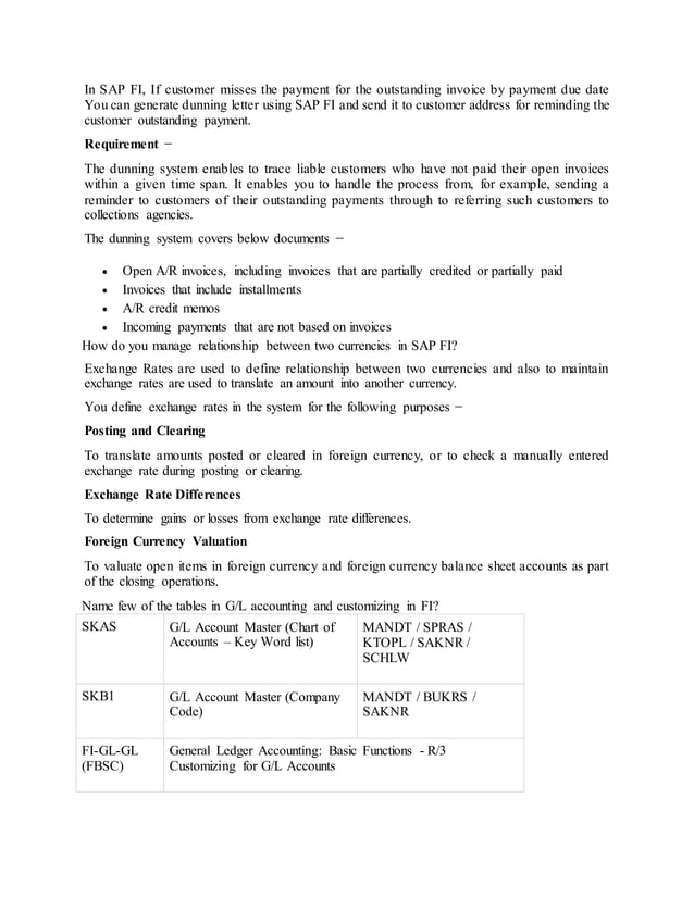 Sap fico interview questions | PDF