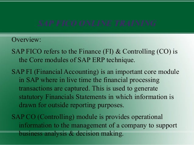 Sap fico online training in pune