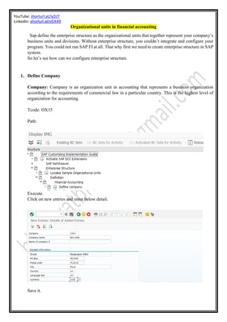 SAP FICO Configuration PDF Part 1| Financial accounting and controlling ...