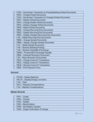Sap fico shortcut keys | PDF