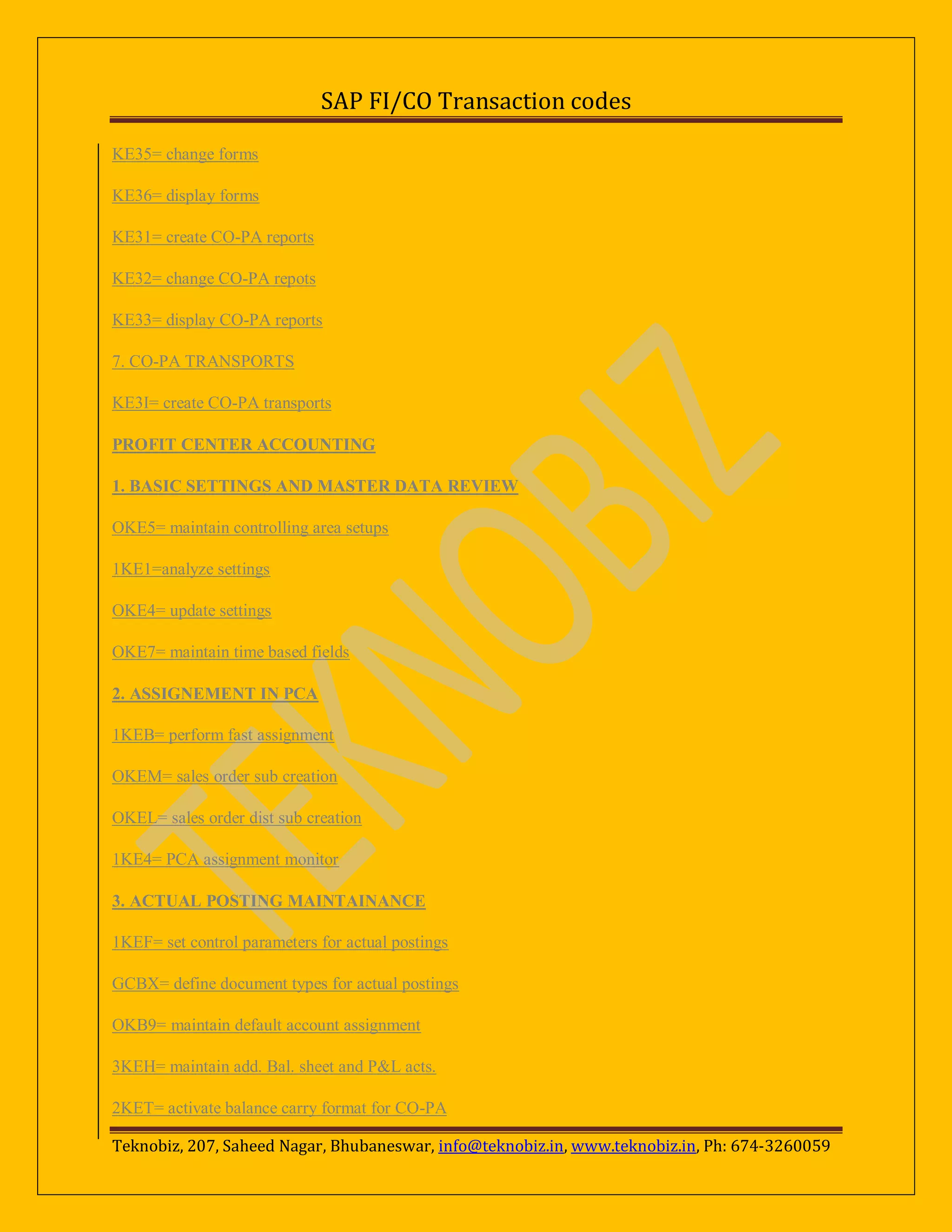 Sap fico t_codes | PDF
