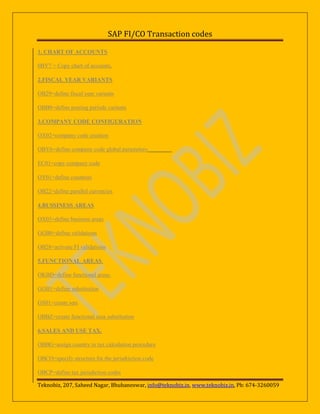Sap fico t_codes | PDF