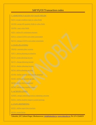 Sap fico t_codes | PDF