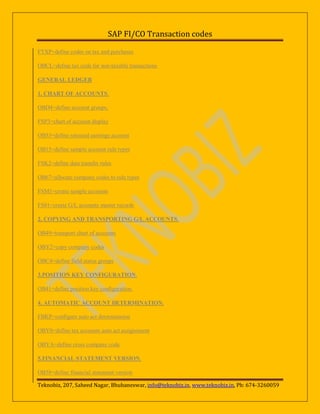 Sap fico t_codes | PDF