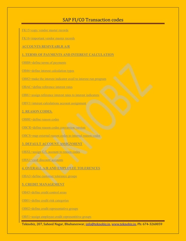 Sap fico t_codes | PDF | Business Accounting & Finance | Business