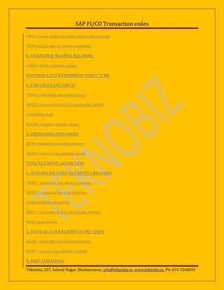 Sap fico t_codes | PDF
